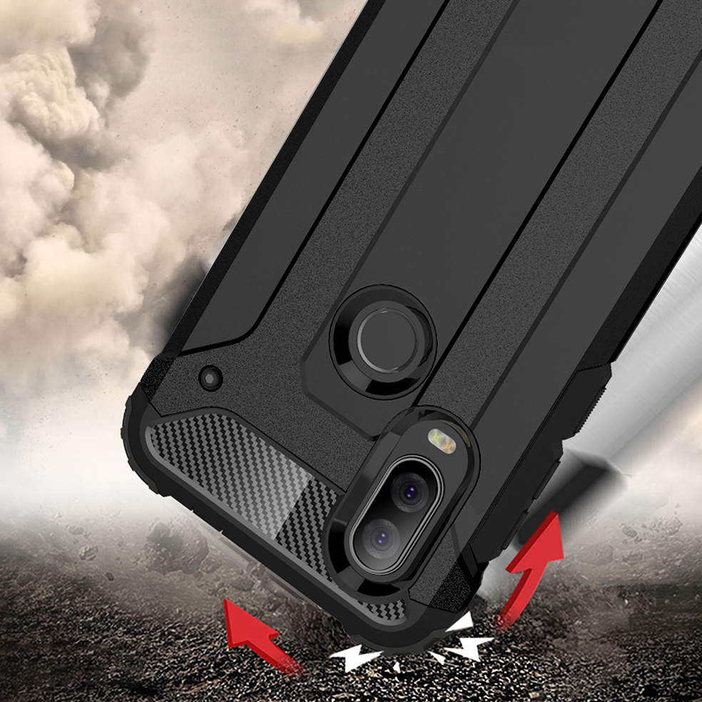 Military Defender Shockproof Case for Motorola One Vision (Black)